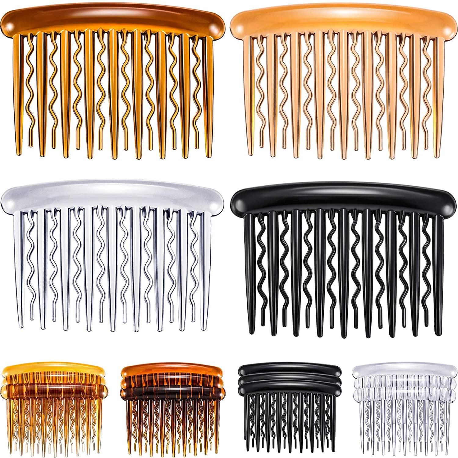 12PCS Plastic Hair Side Combs 17 Teeth Hair Clip Comb Straight & Wave ...
