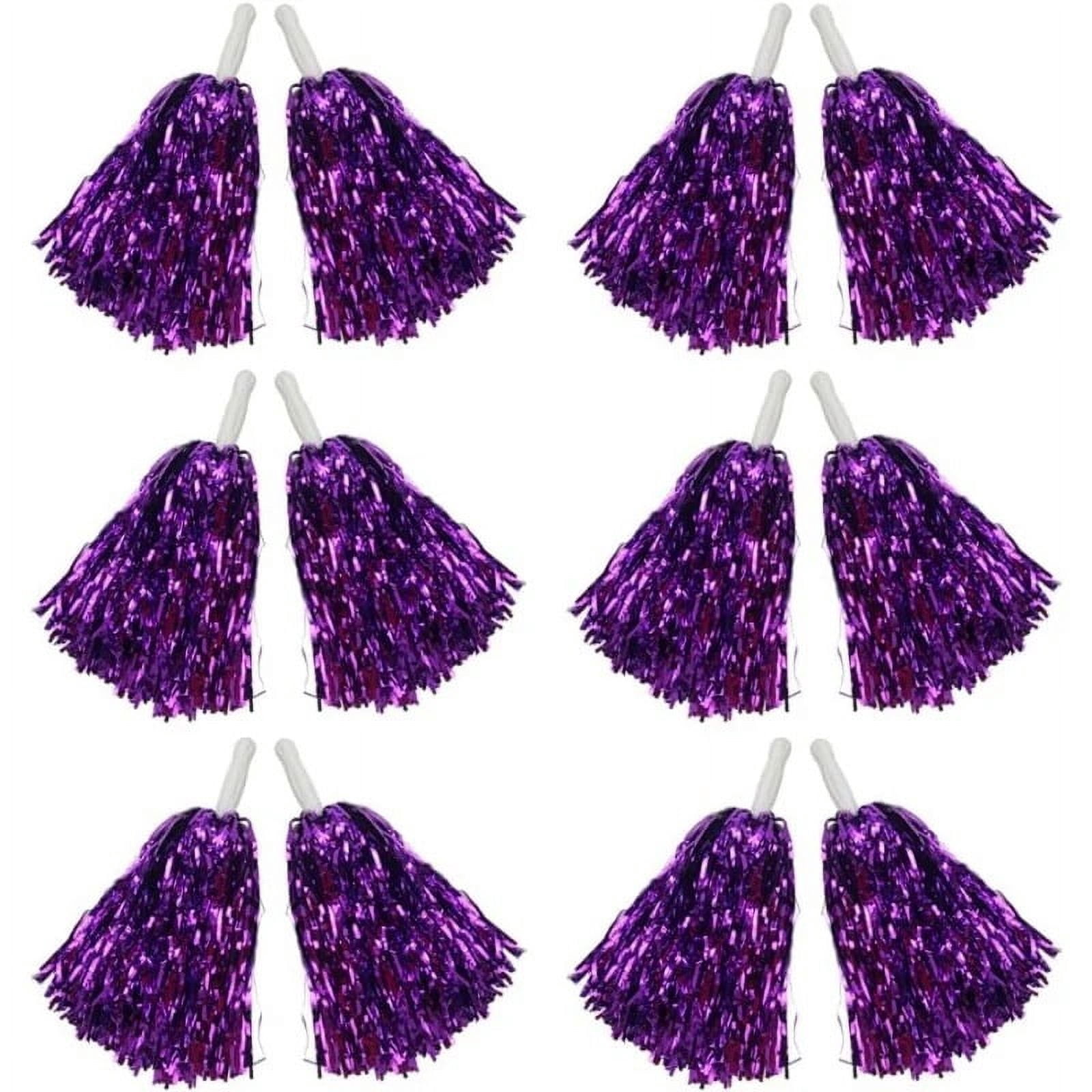 12PCS Pom Poms Cheerleading Metallic Foil Cheer Pom Poms with Plastic ...