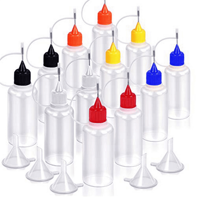 12PCS Precision Tip Applicator Bottles, 6 Colors 30ml Needle Squeeze ...
