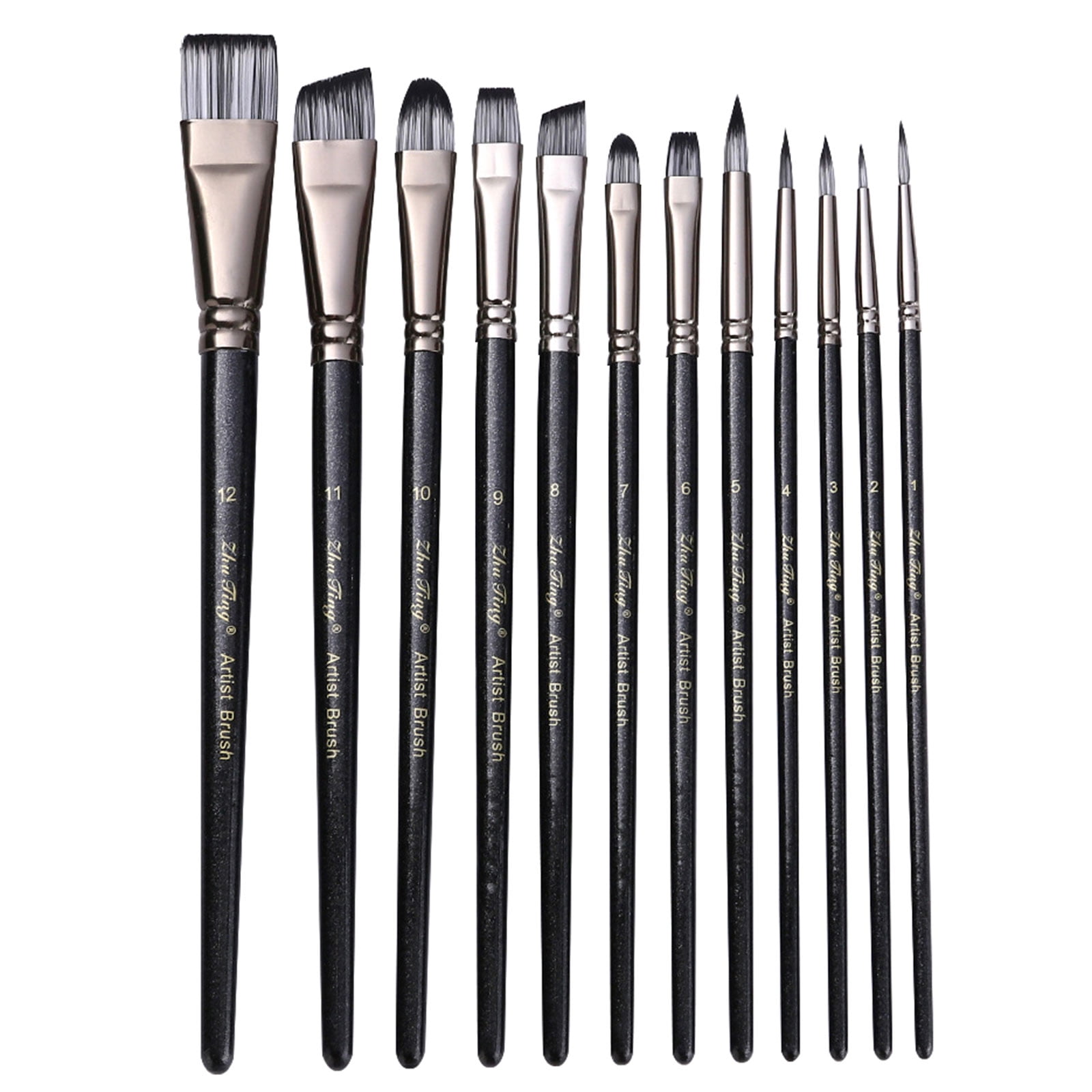 12PCS Professional Paintbrush Artist Paint Brush Nylon Bristle for ...