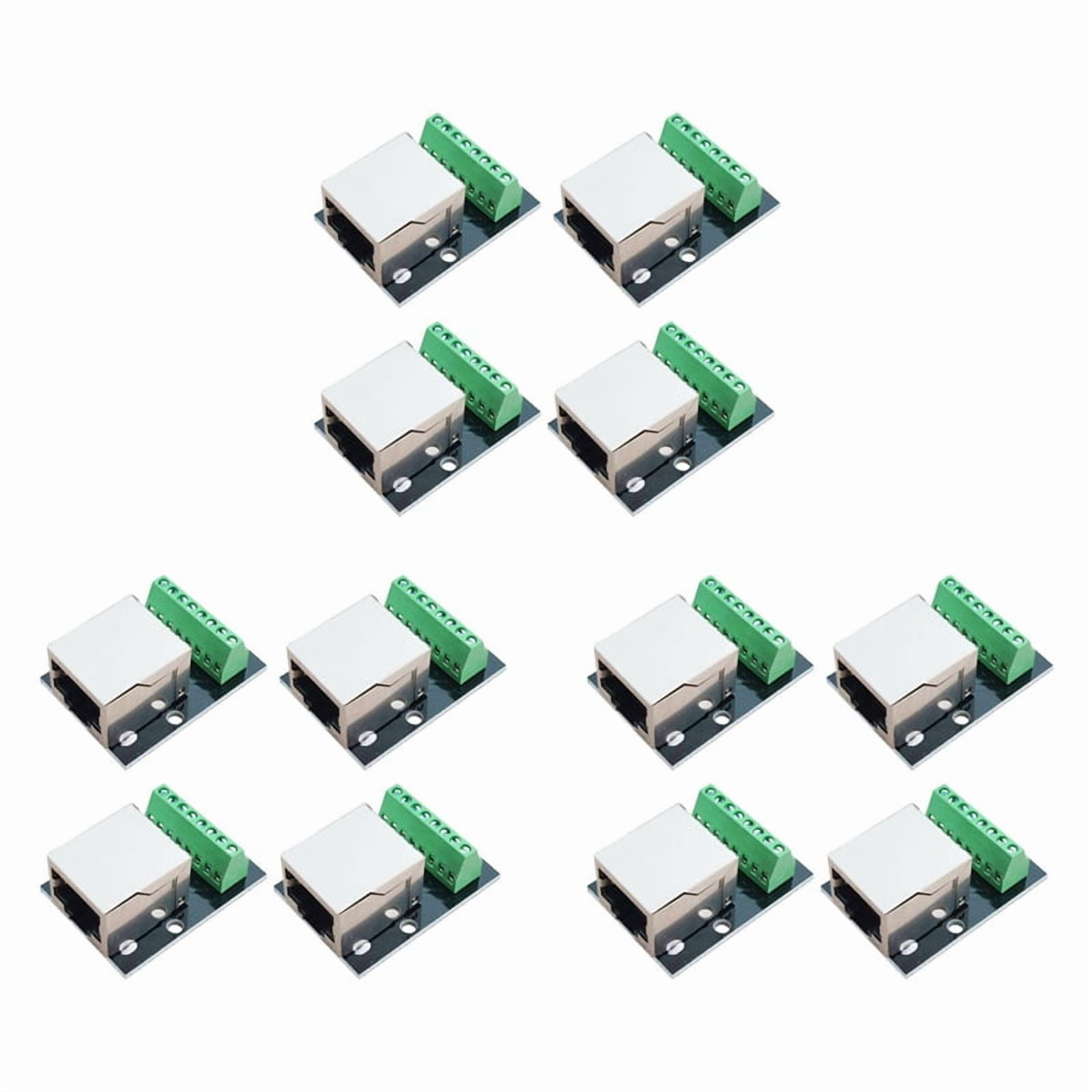 12PCS RJ45 Ethernet Female Socket Connector Breakout Board,2.54mm ...