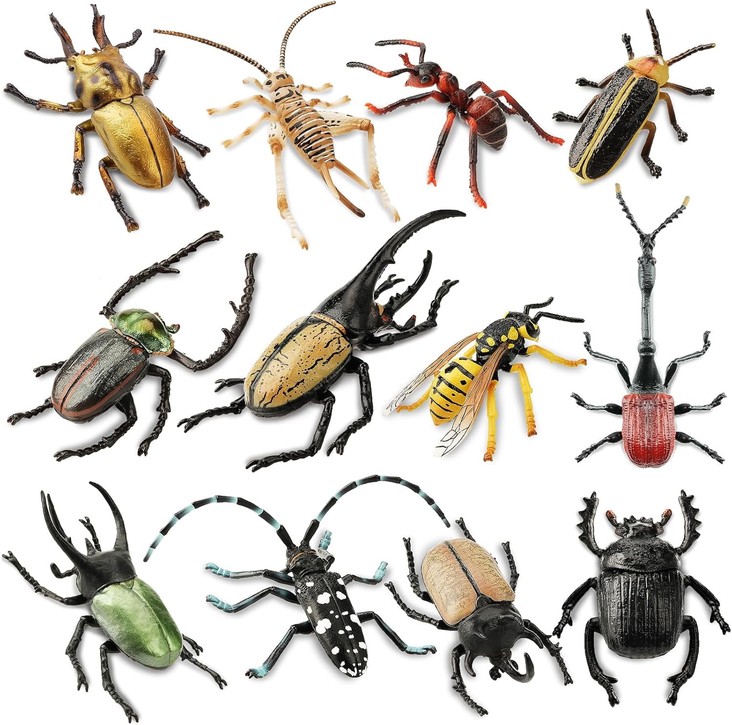 12PCS Realistic Insects Figurines Toys - Plastic Bugs Figures Set with ...