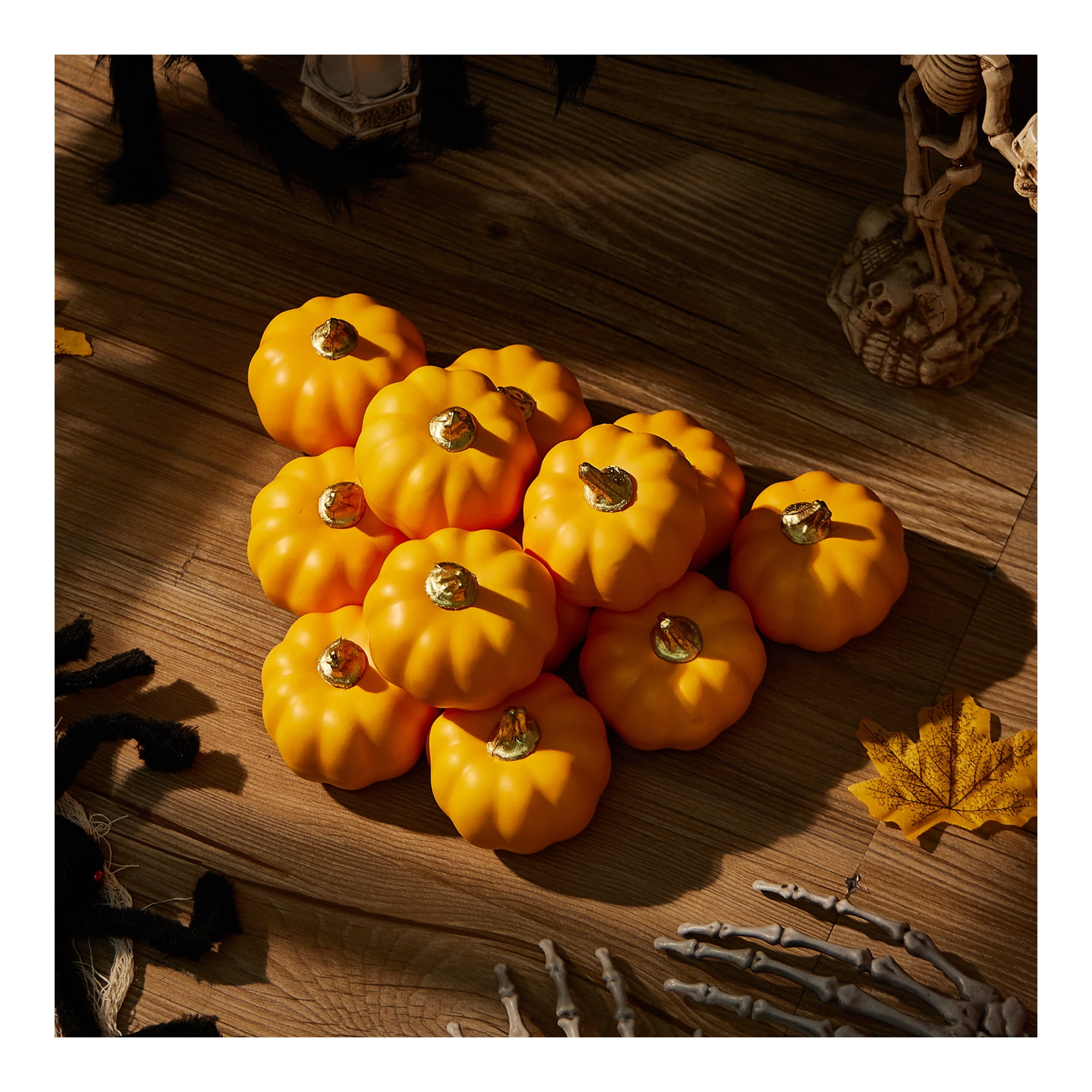 12PCS Realistic Mini Pumpkin Decor,Fall Decor with Pumpkins Maple ...