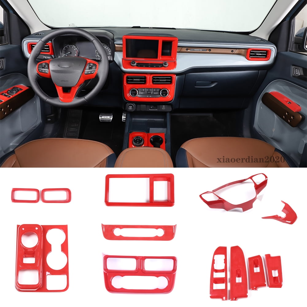 12PCS Red Interior Truck Central Control Cover Trim Kit For FORD ...