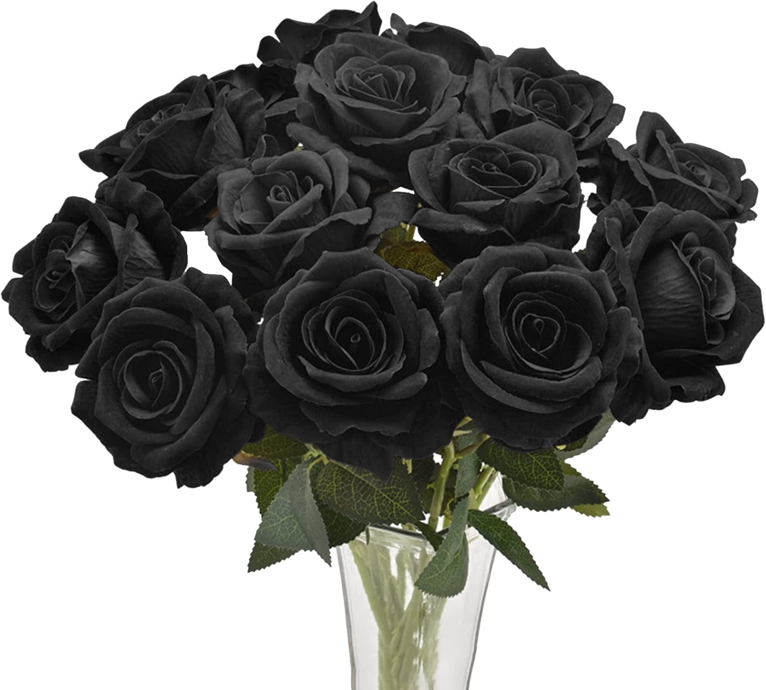 12PCS Roses Artificial Flowers Black Fake Silk Flower Bouquet 19.68 ...