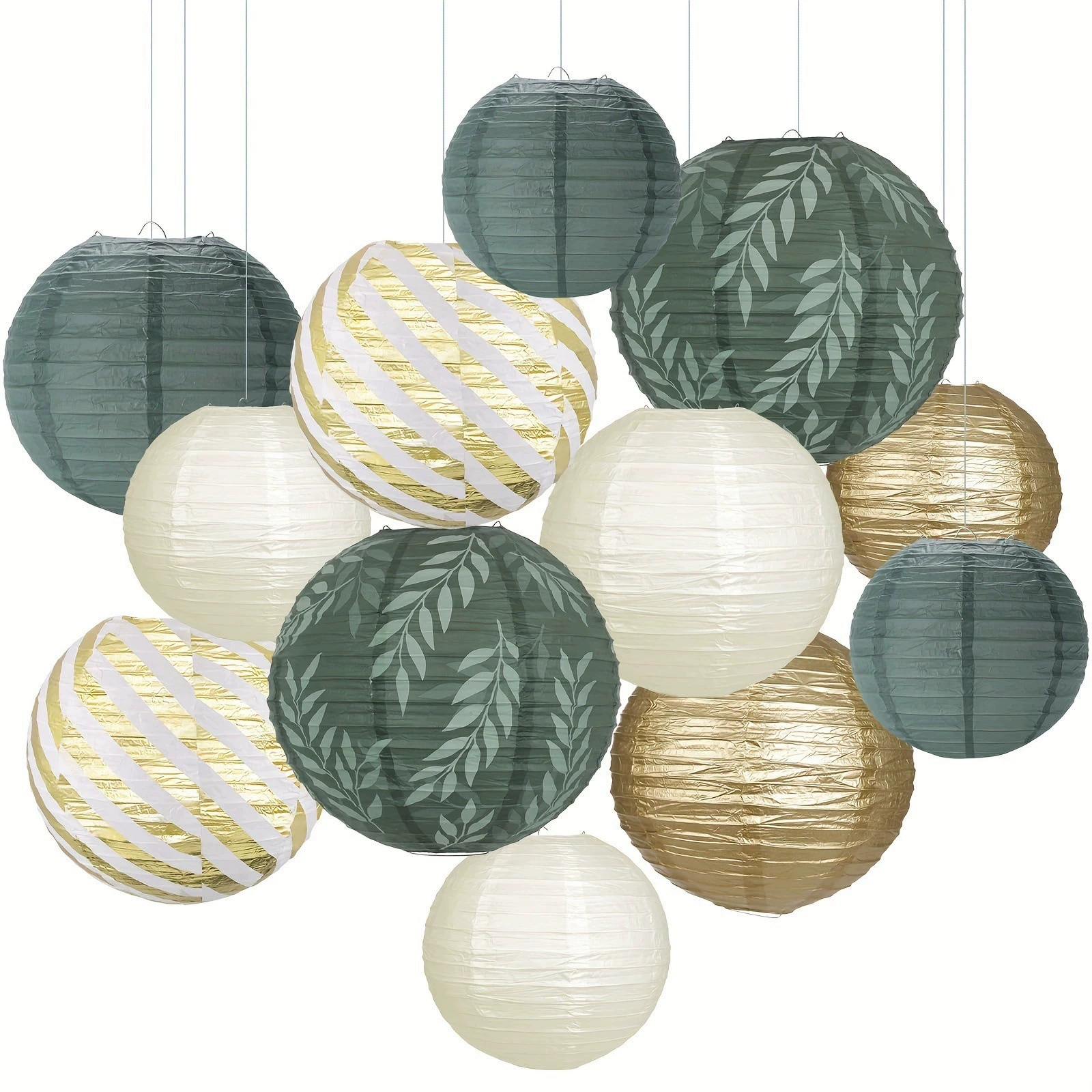 12PCS Sage Green Paper Lanterns for Wedding/Birthday Party Decor ...