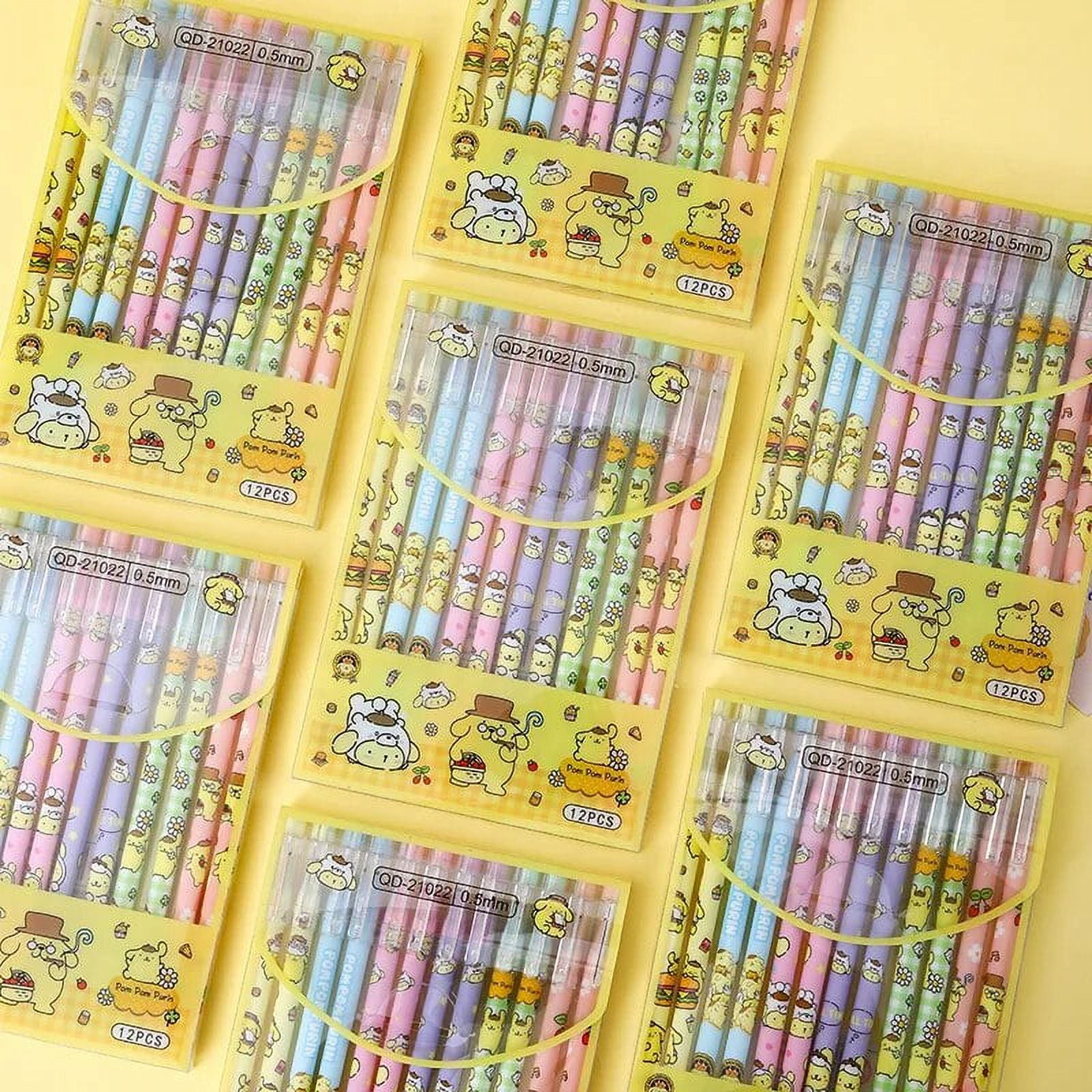 12pcs Sanrio Kuromi Black Neutral Pen Kawaii Cinnamoroll Pen Hello