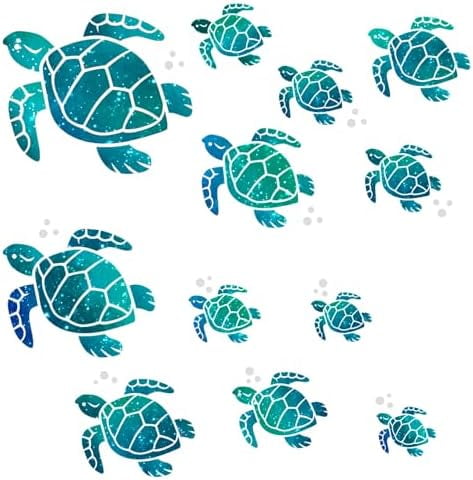12PCS Sea Turtle Wall Decals Decor, Ocean Turtle Vinyl Stickers 12 ...