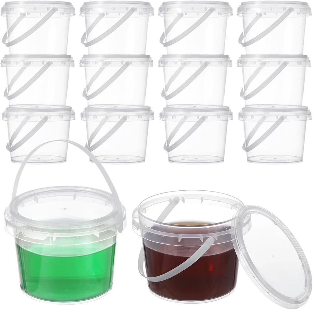 12PCS Sealed Liquid Containers,Slime Containers with Lids,Plastic Clear ...