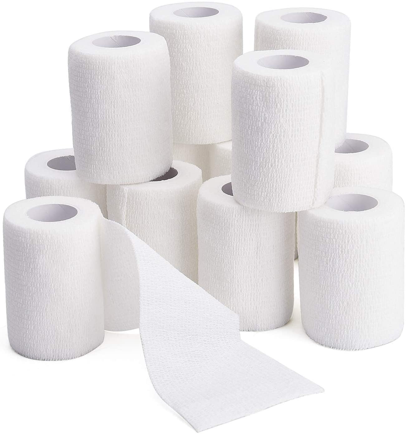 12PCS Self Adhering Bandage, 3"x5yd / 7.5cmx4.5m Cohesive Elastic ...