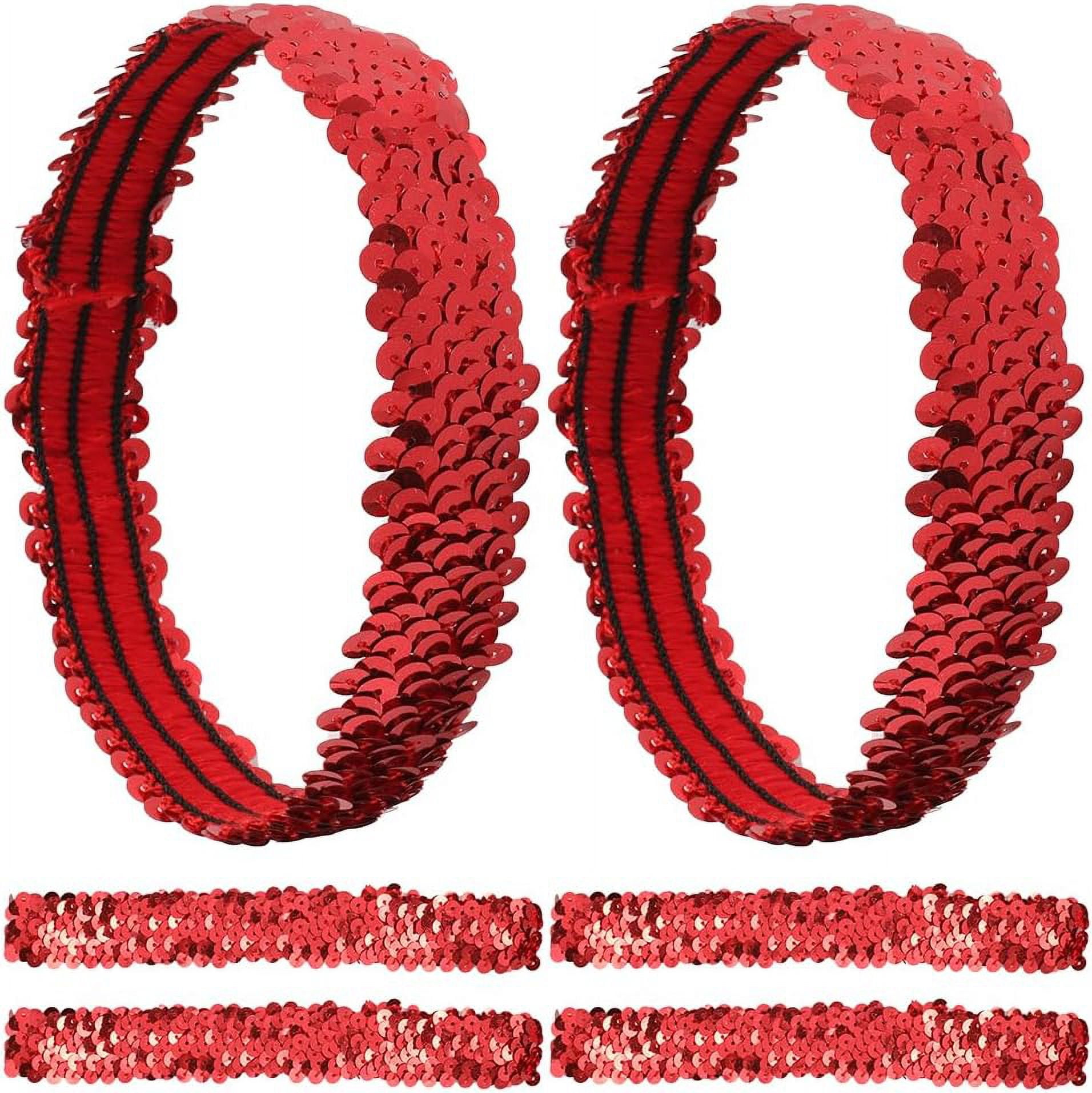 12PCS Sequin Headband Elastic Glow Stretch Sparkle Glitter Fashion ...