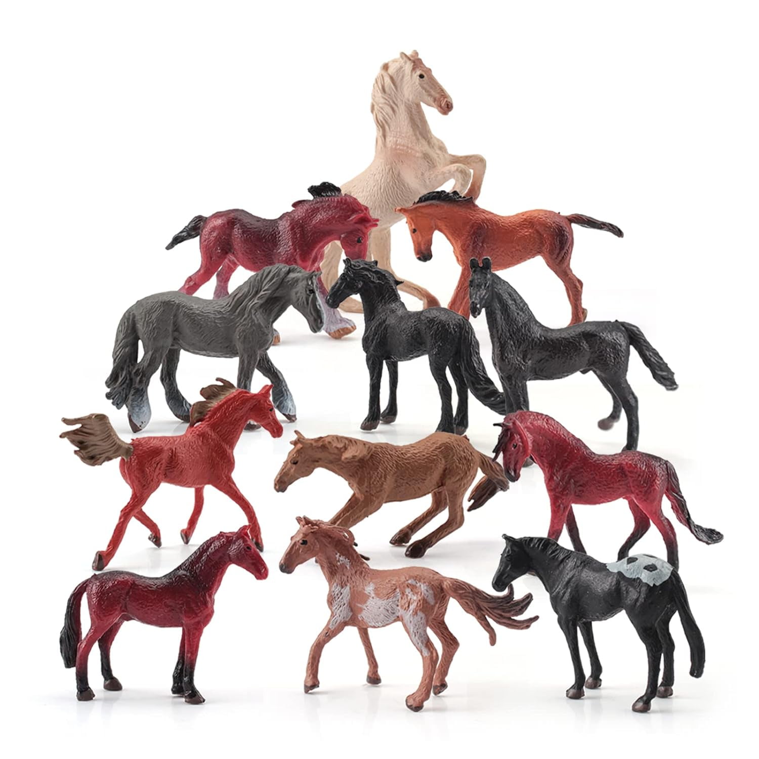 12PCS/Set Realastic Mini Horse Figurines Toy Palyset Arabian Horse ...