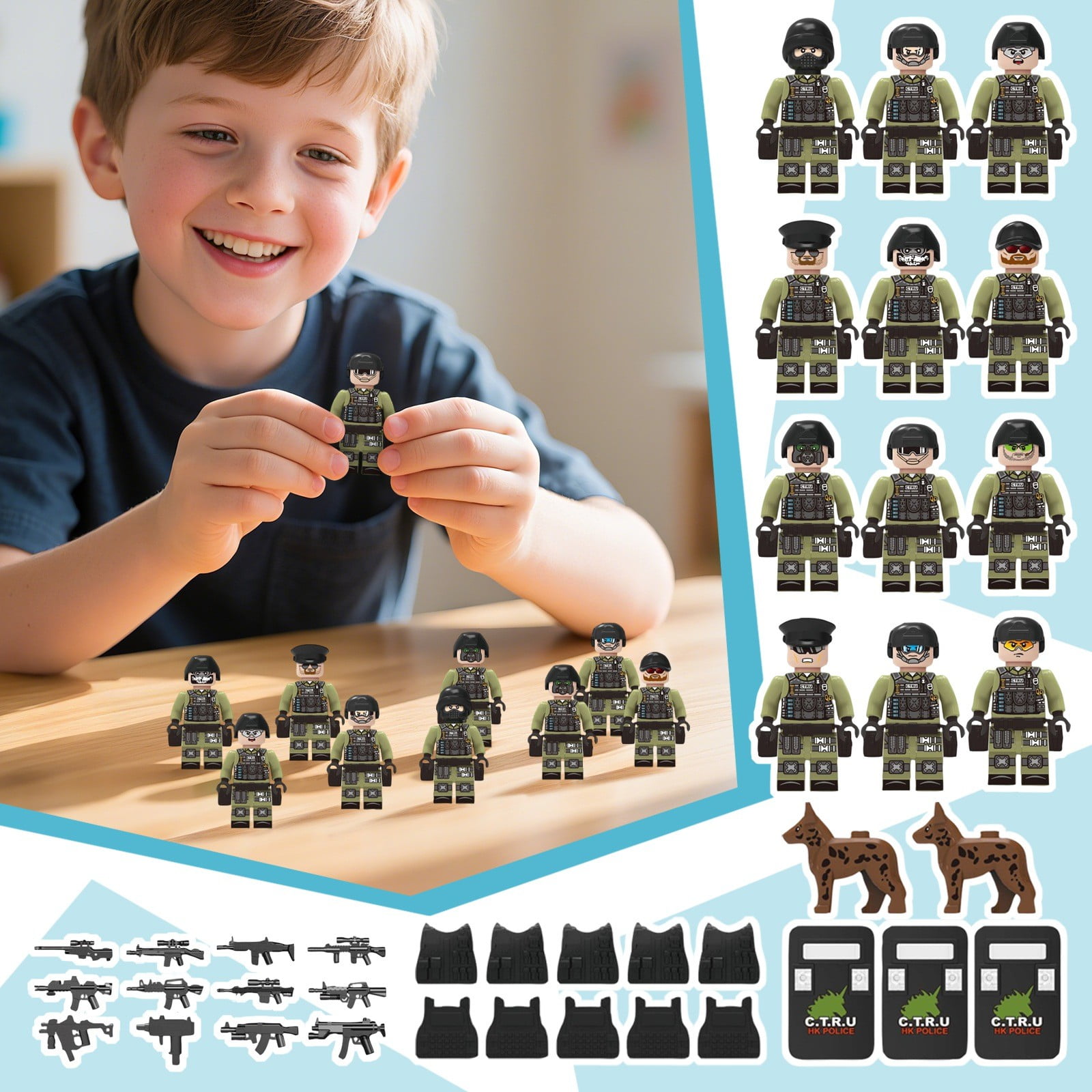 12PCS/Set Soldier Army Building Blocks Minifigure Set 1.77Inch Soldier ...