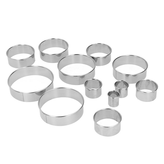 12PCS/Set Stainless Steel Mousse Ring Round Cake Mould Fondant Cookies ...