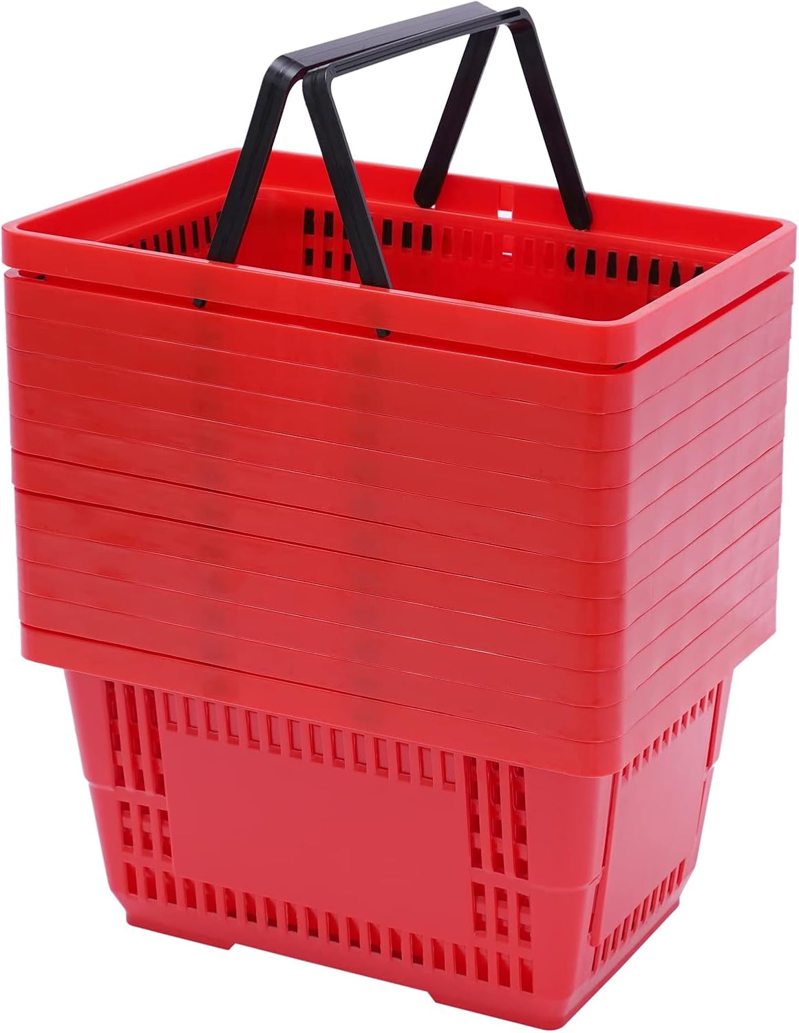 12PCS Shopping Baskets, 21L Plastic Shopping Basket with Handles ...