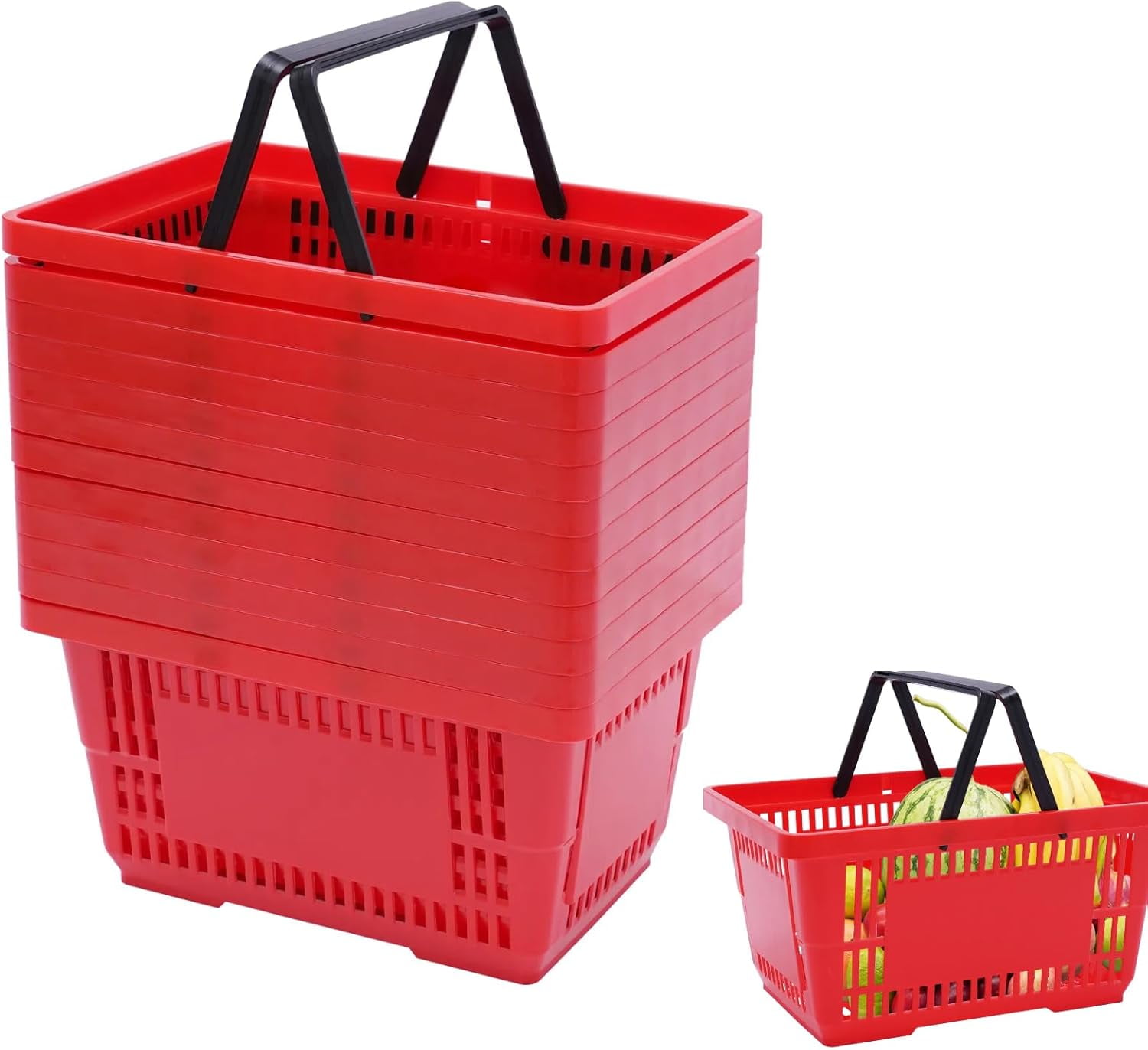 12PCS Shopping Baskets with Handles, Portable Wire Shopping Basket,Open ...