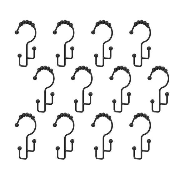 12PCS Shower Curtain Hooks Rings, Double Shower Curtain Hooks Rings ...