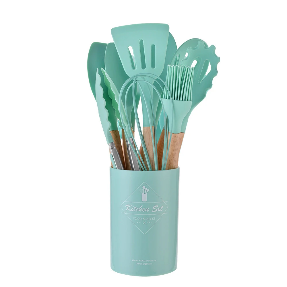 12PCS Silicone Kitchenware Non-Stick Cookware Kitchen Utensils Set ...