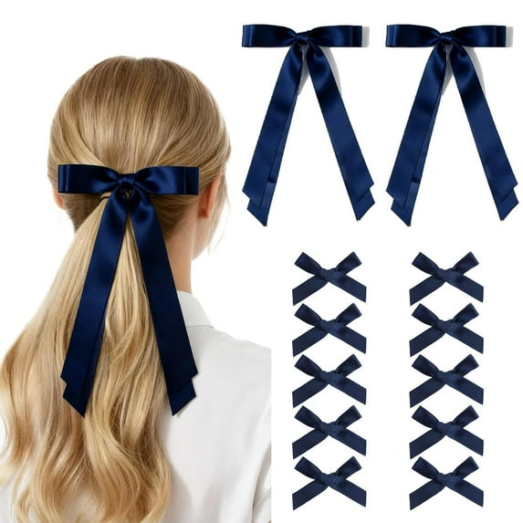 12PCS Silky Satin Hair Bow Clips, Hair Bows for Women with Alligator ...