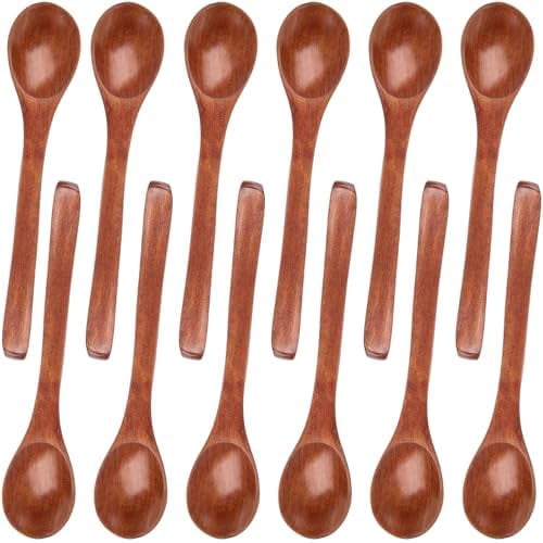 12PCS Small Wooden Spoons, 5 Inches Honey Spoon for Tea Coffee Jam Bath ...