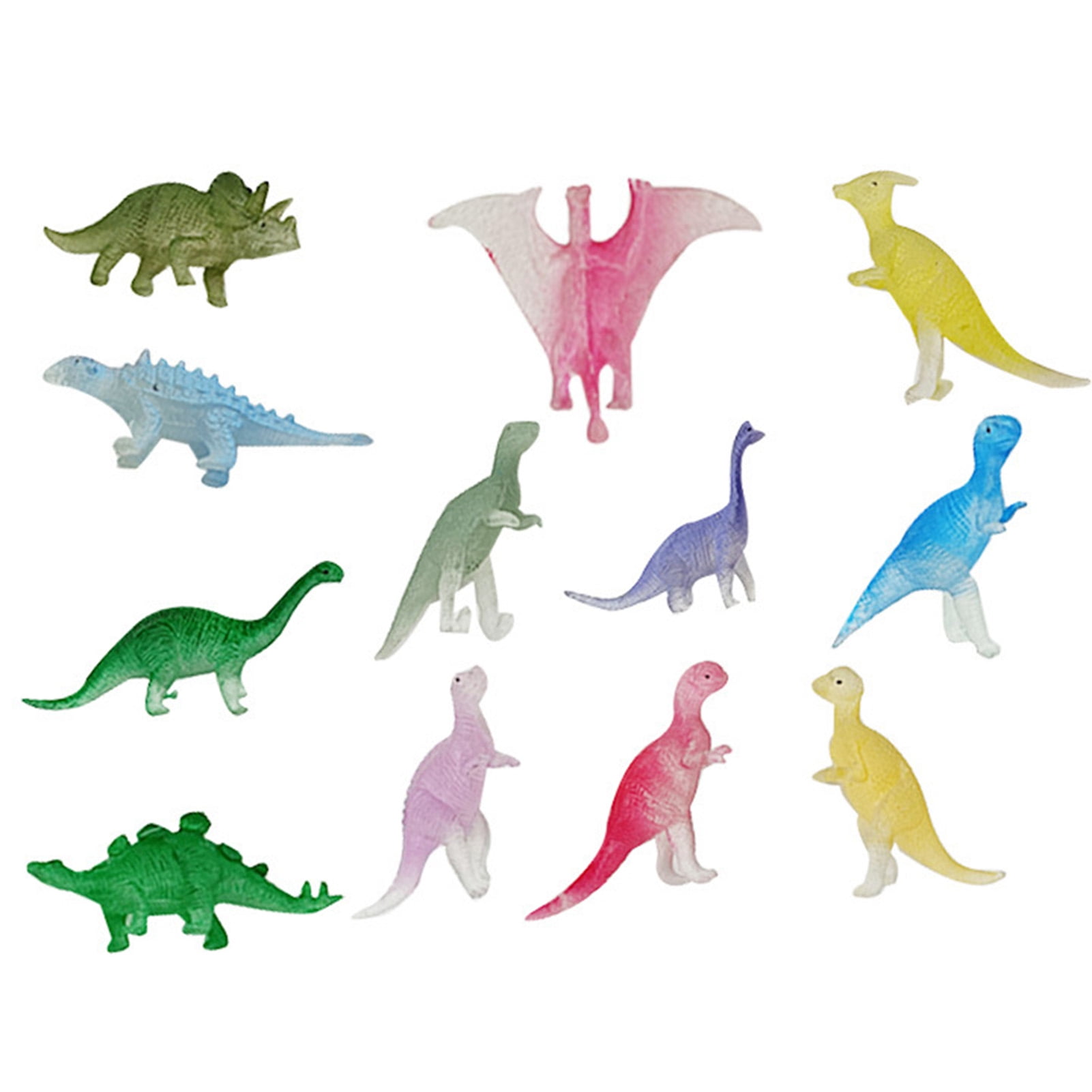 12PCS Soft TPR Mini Dinosaur Toys - Stretchable, Colorful, Educational ...