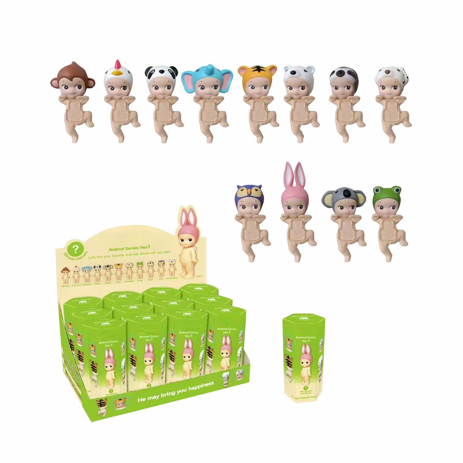 12PCS Sonny Angel Animal Series Ver.1 Holding Face Blind Box Mini ...