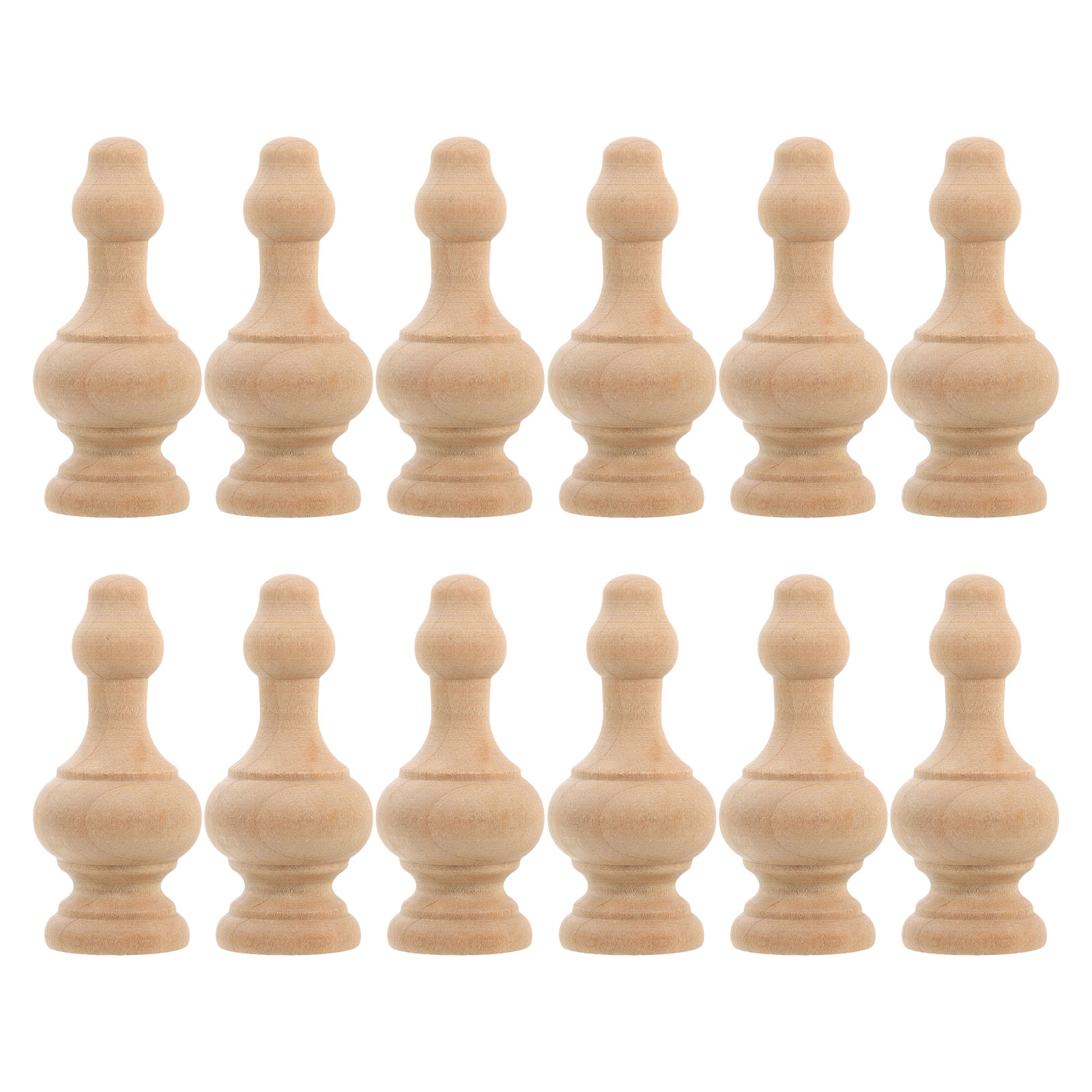 DEEPCRAFF 12-Piece Wood Unfinished Finials for Staircase and Home Decor ...