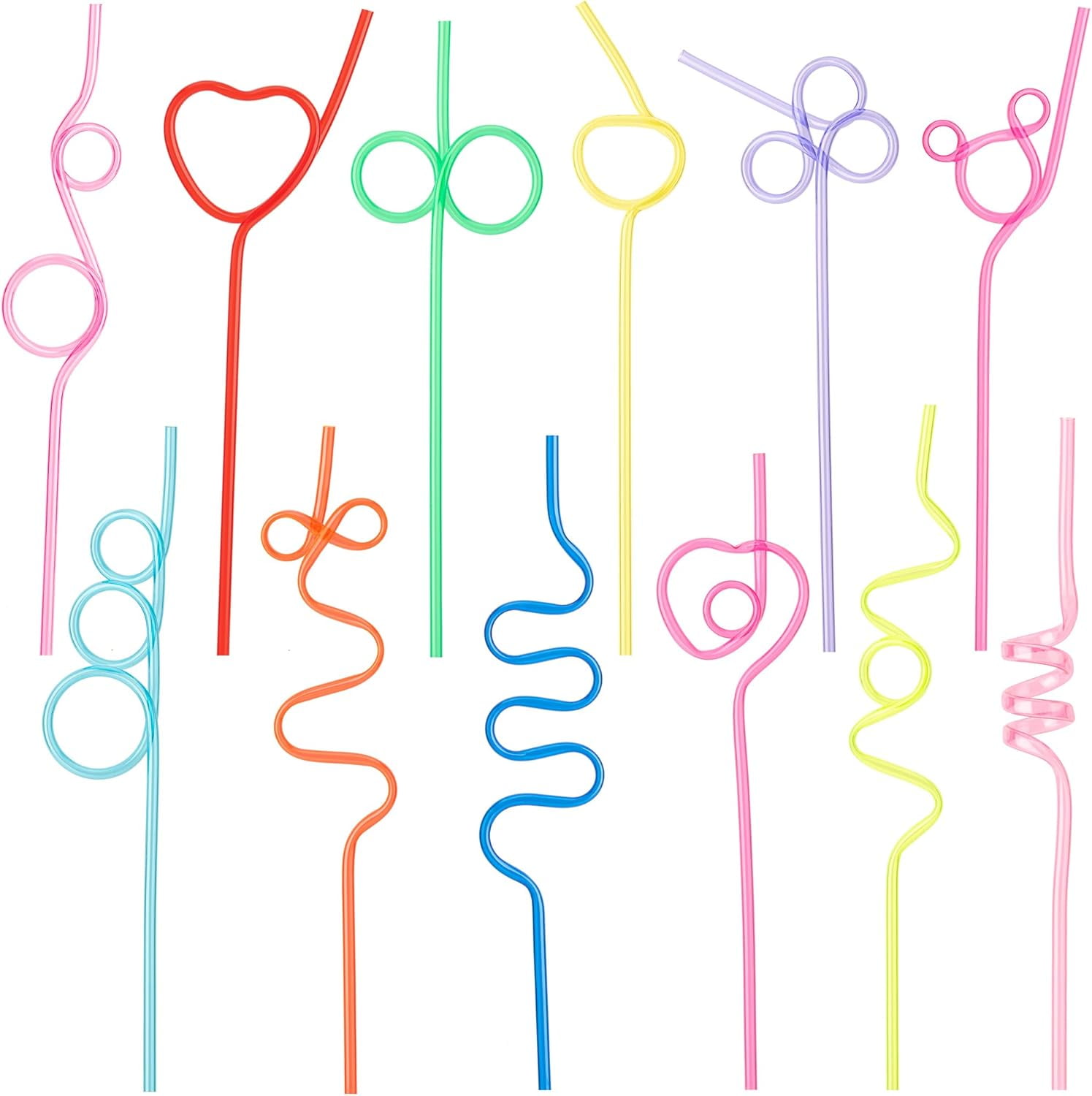 12PCS Valentine's Day Romantic Straw Set, Heart-shaped Straws for ...