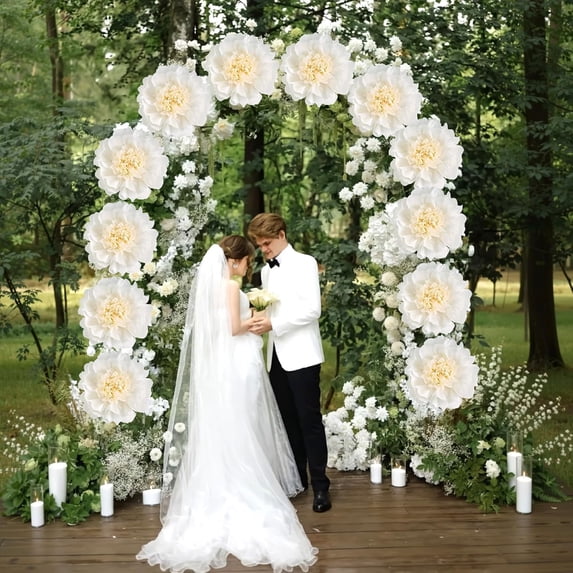 12PCS White Giant Paper Flowers Decorations for Wall 12 inch White ...