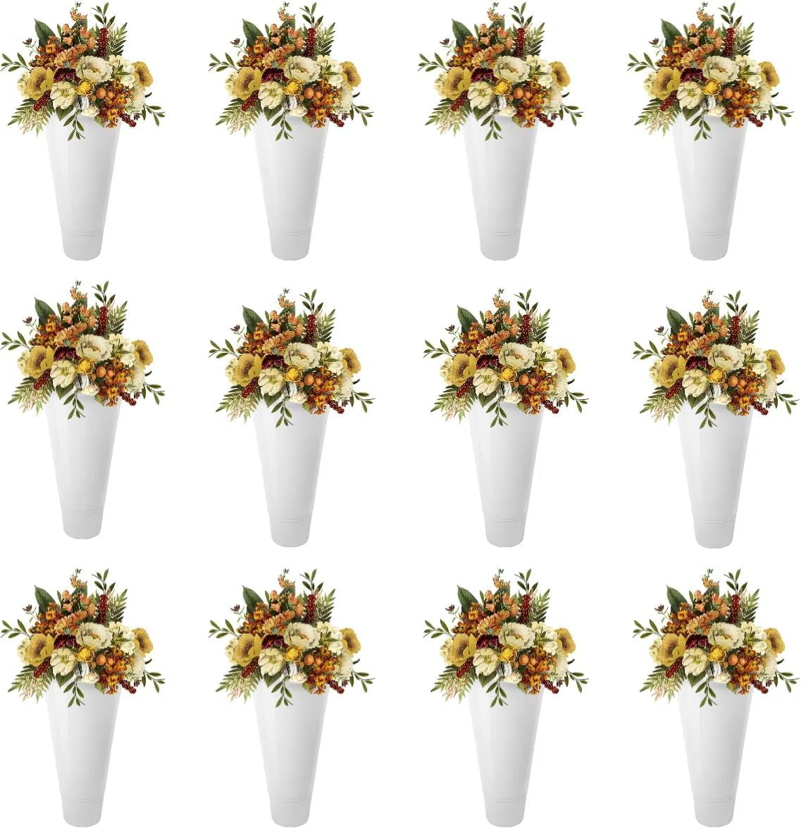 12PCS White Plastic Flower Buckets for Flower Bar 15.4inch Height ...