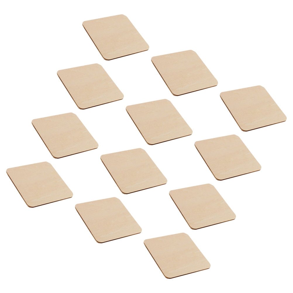 12PCS Wood Square Blank Wooden Squares DIY Crafts Squares Wood Slices ...
