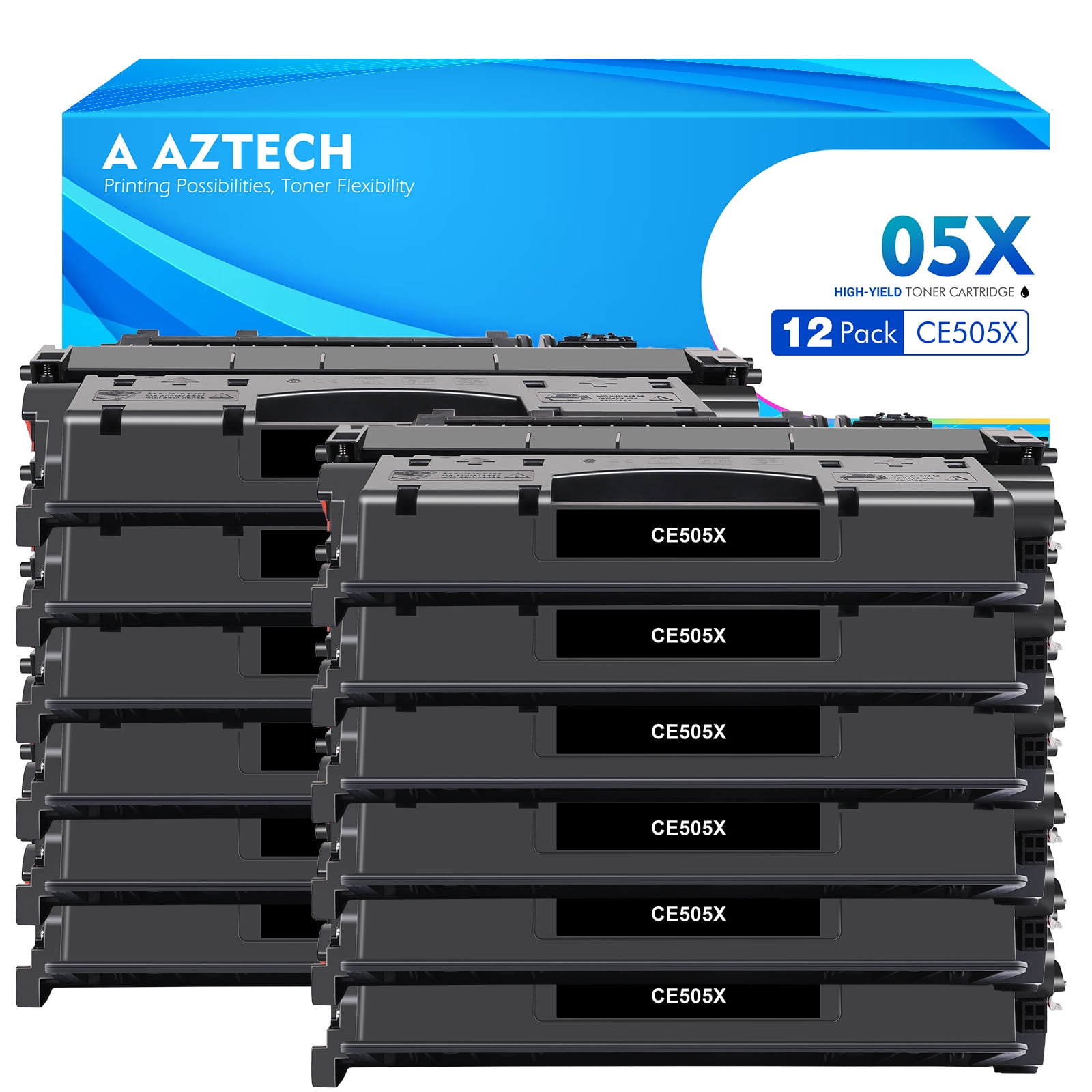 12PK Compatible 05A 05X Toner Cartridge Replacement for HP 05X CE505X ...