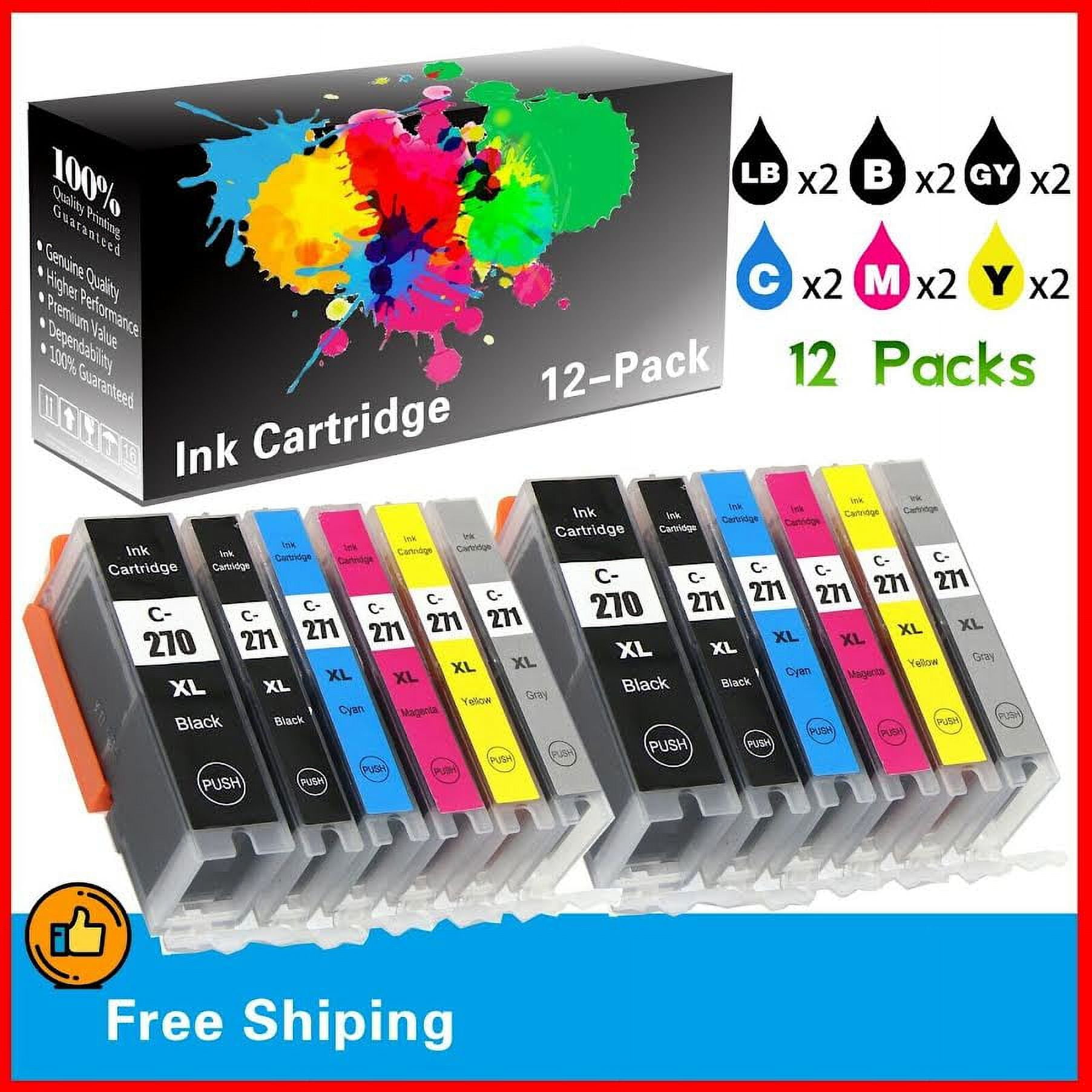 12PK High-Yield Ink Cartridge for Canon 270 271 PGI270XL BK CLI271XL ...