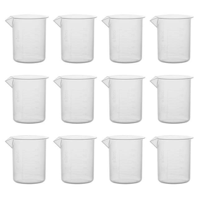 12PK Plastic Beakers, 100ml - Polypropylene Plastic - Raised ...