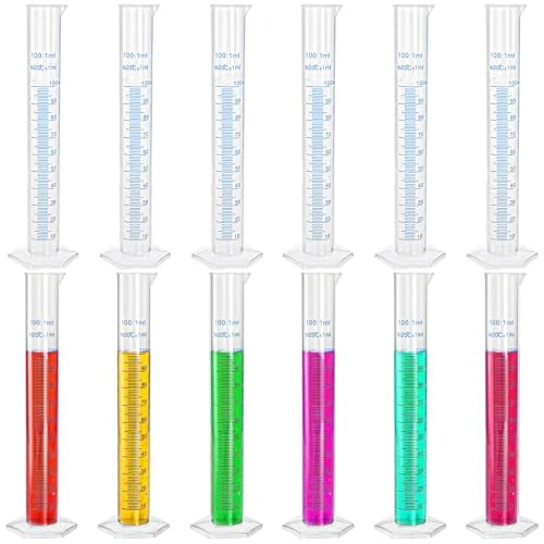 12Pack 100ml Plastic Graduated Cylinder, Clear Scientific Measuring ...