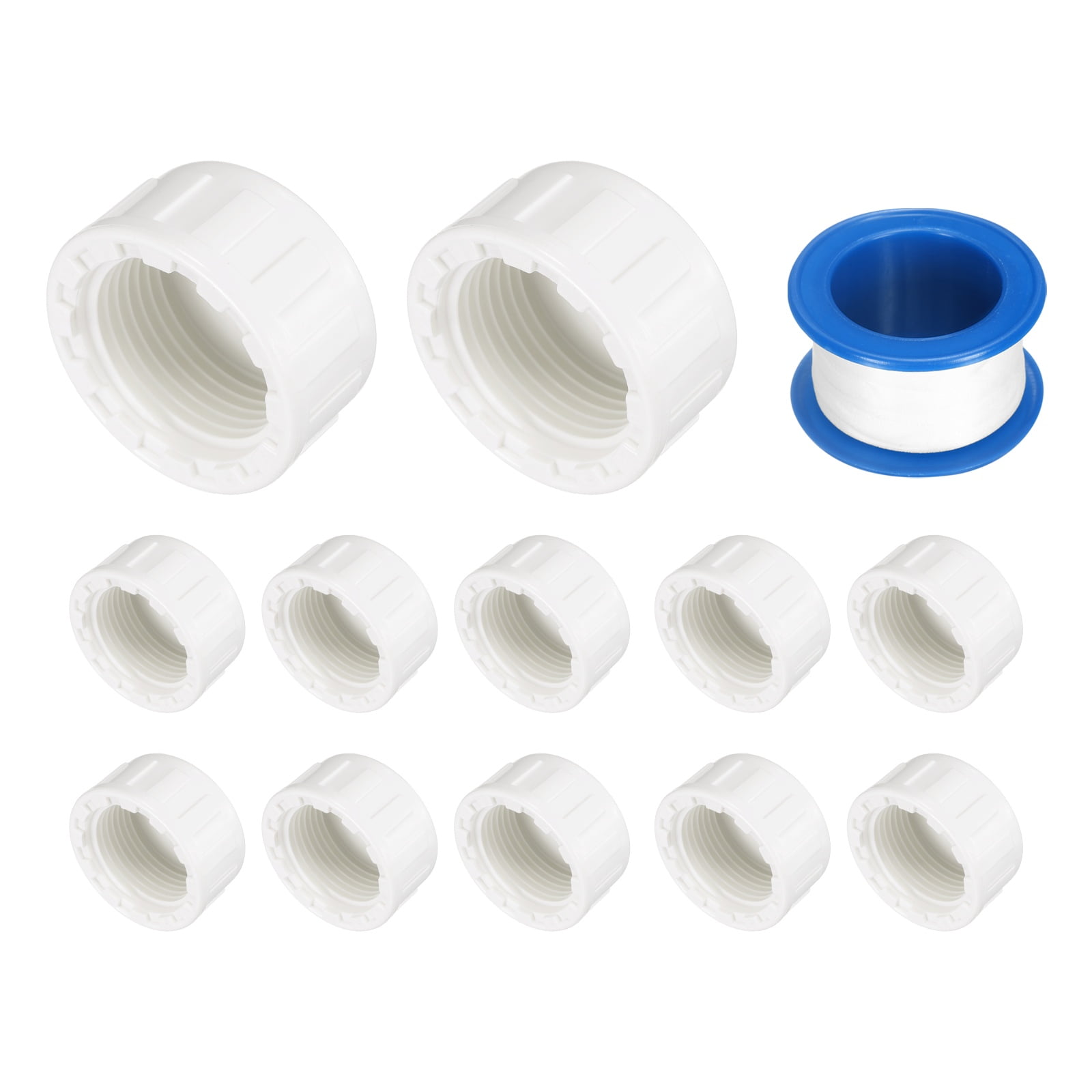 12Pack 3/4 Inch PT Female Thread PVC Pipe Fitting Cap, Cleanout Water ...