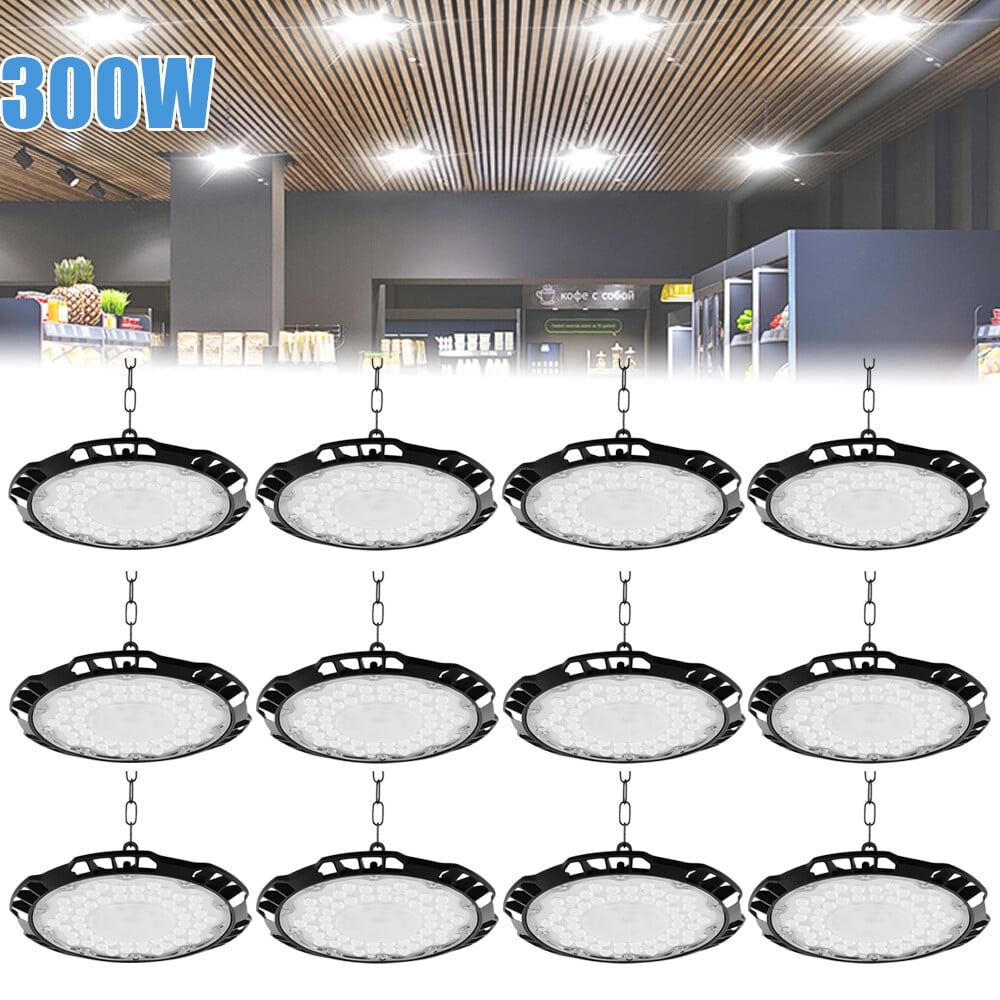 12Pack 300W UFO LED High Bay Light Shop Lights Warehouse Lighting Lamp ...