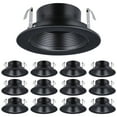 12Pack 4" Recessed Light Black Baffle Trim, Full Metal, Ceiling Can ...