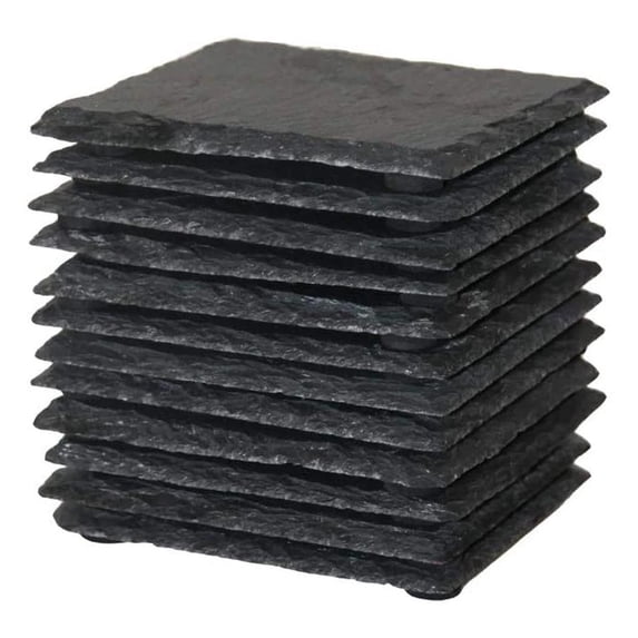 12Pack 4 X 4 Inch Gorgeous Black Slate Stone Coasters Bulk Square Cup ...