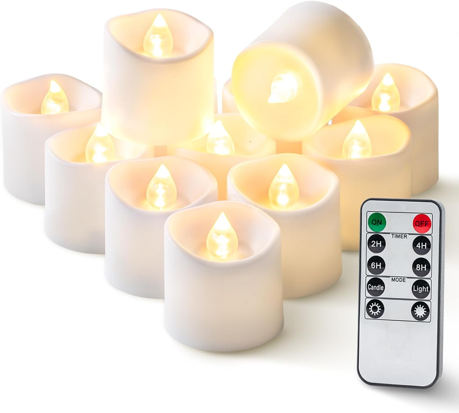 12Pack 400+Hour Remote Control Flameless Candles, 2/4/6/8H Timer Led ...