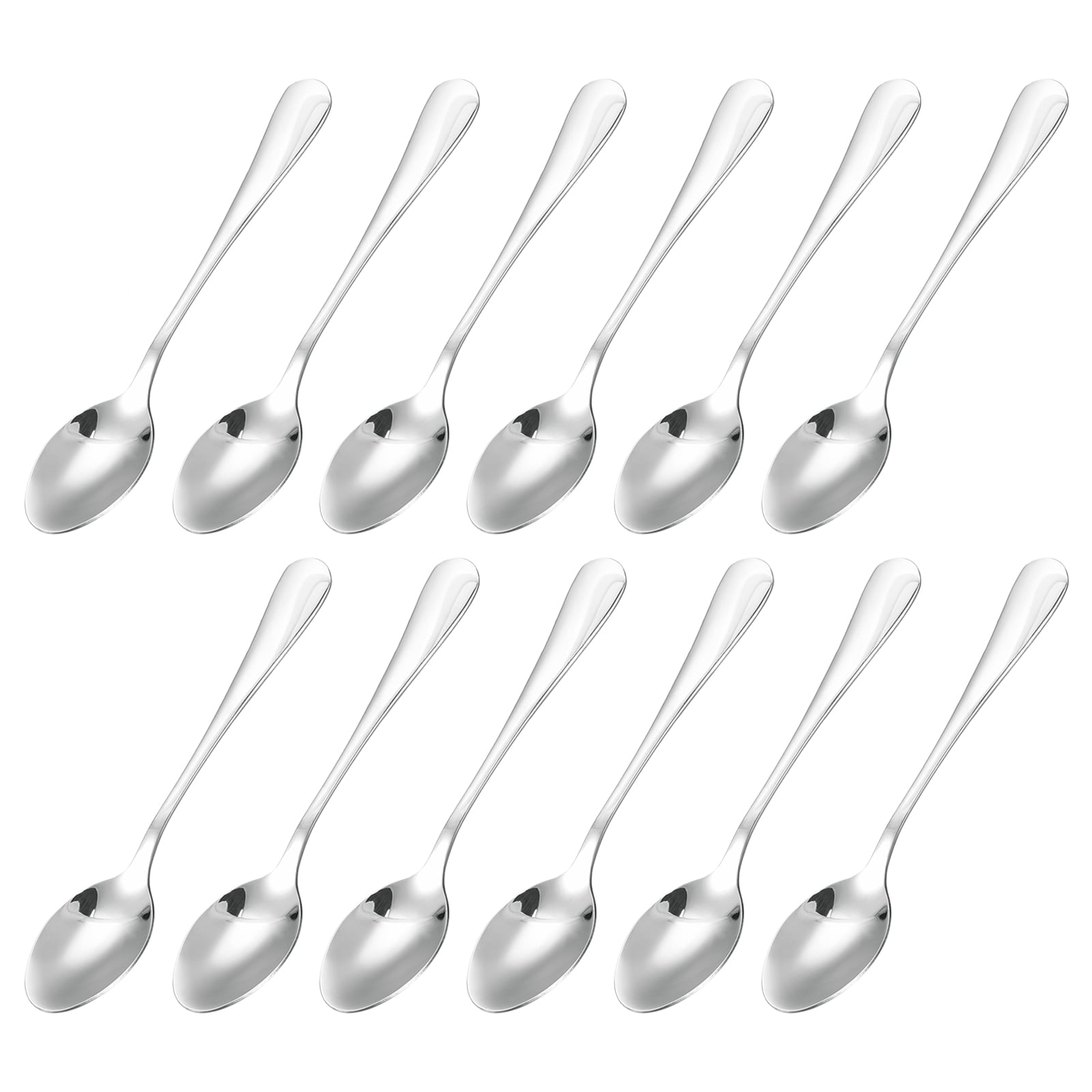 12Pack 5" Stainless Steel Soup Spoon Tea Spoons Squared Edge Dinner ...