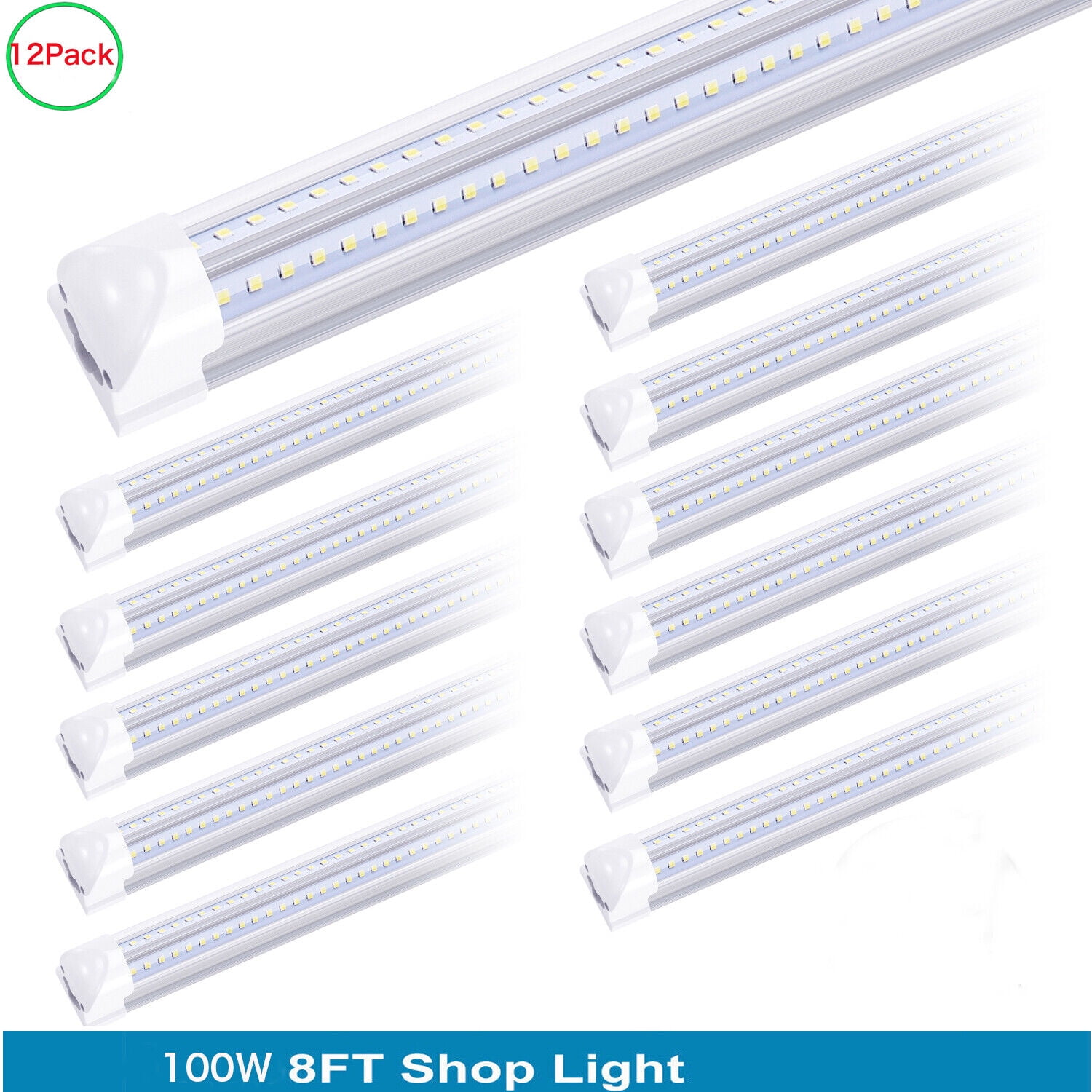 12Pack 8 Foot Led Tube Light 100W 8FT T8 Integrated 8' Led Shop Light ...