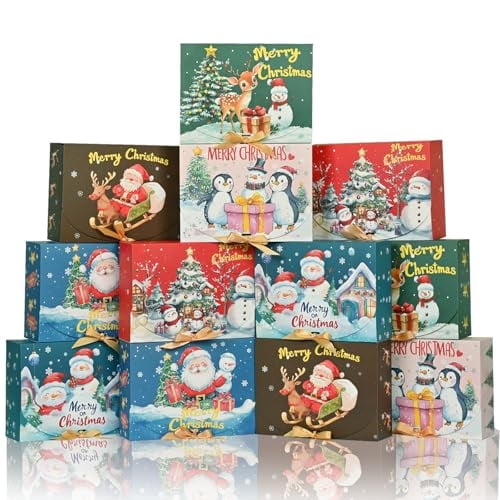 12Pack Christmas Gift Boxes with Lids, 10.6×7.8×3.1 Inch Large ...