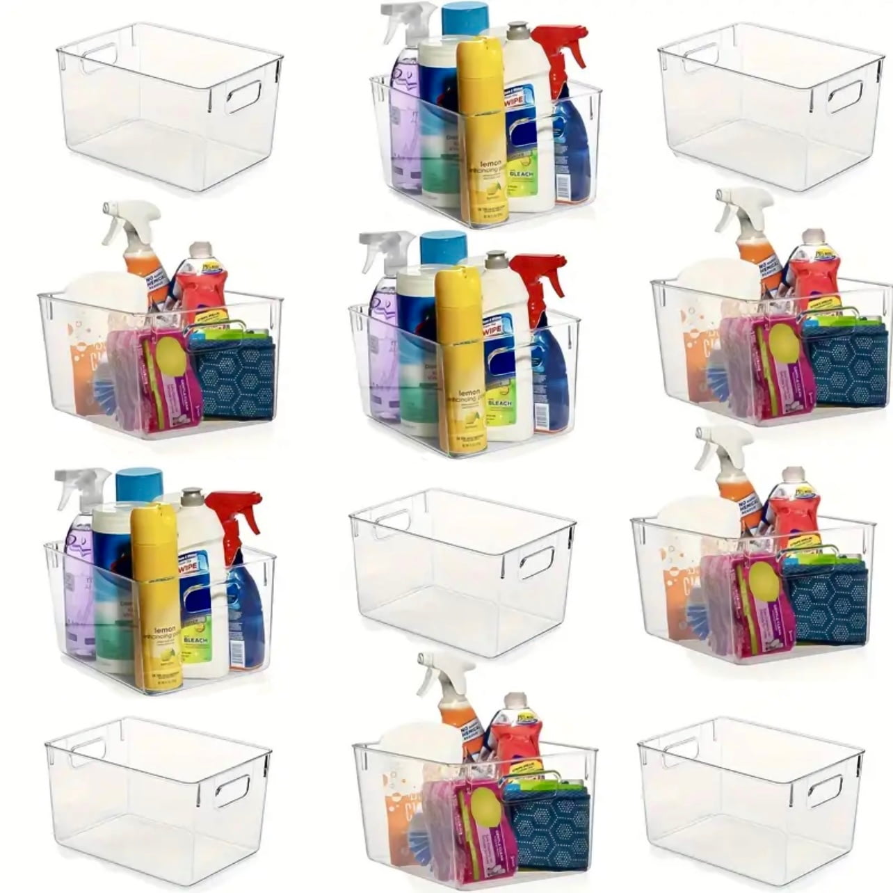 ZHOHO TANT Clear Stackable Plastic Storage Bins, 12-Pack Pantry and ...