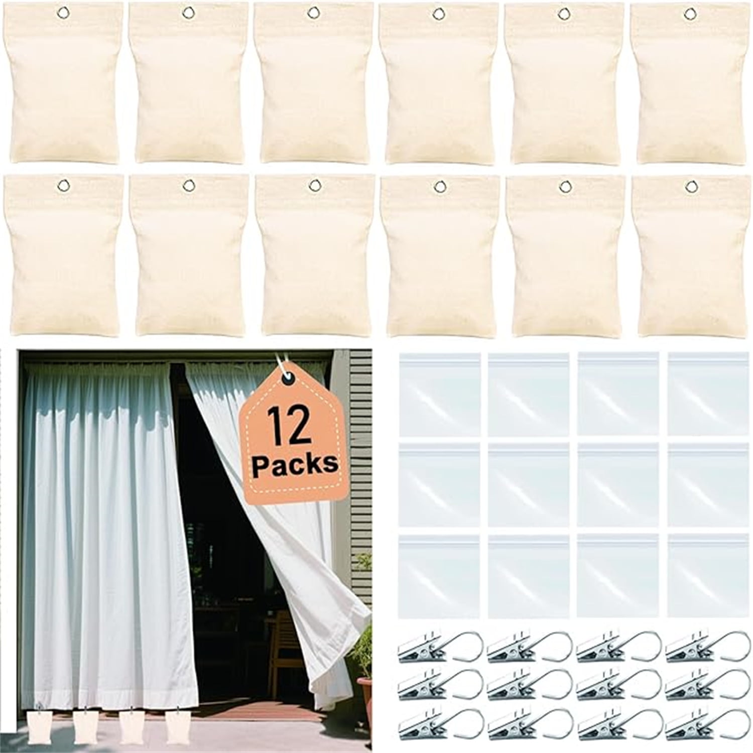 12Pack Curtain Weights, Outdoor Curtain Weights Bag, Drapery Weighted ...