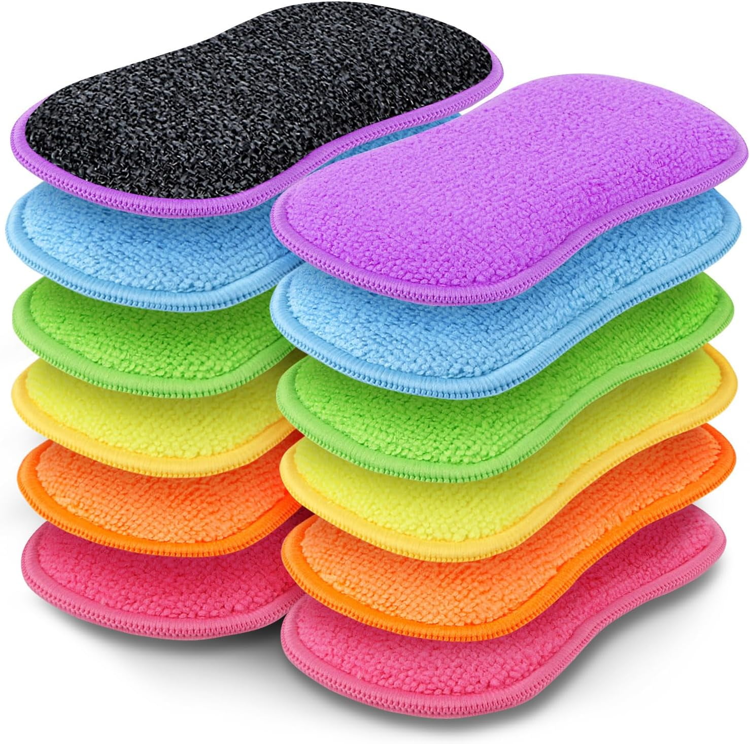 12Pack Dish Sponges Kitchen, Non-Scratch Microfiber Sponges for ...