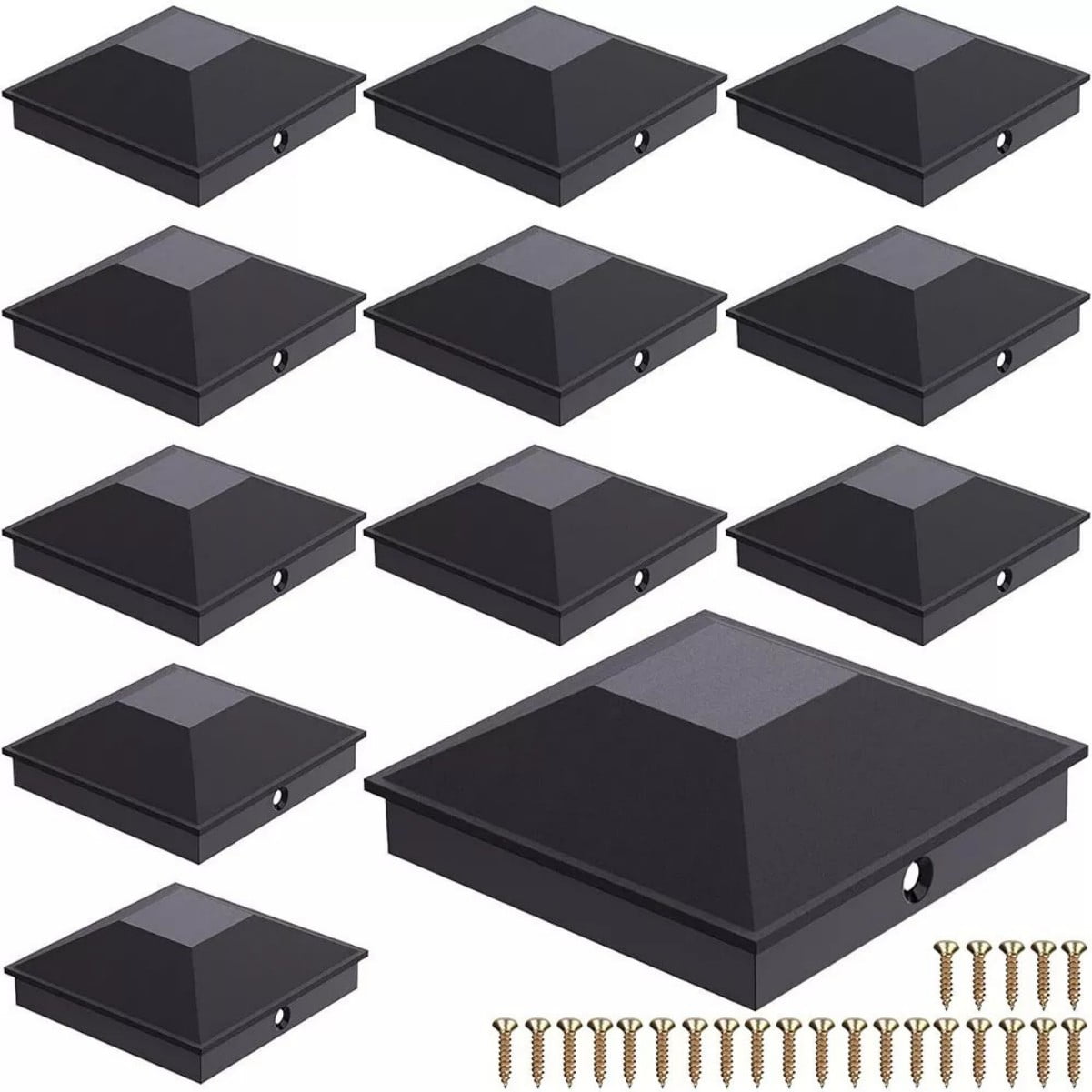 12Pack Fence Post Caps Black(Actual 3.5"X3.5") Fence Post Caps with ...