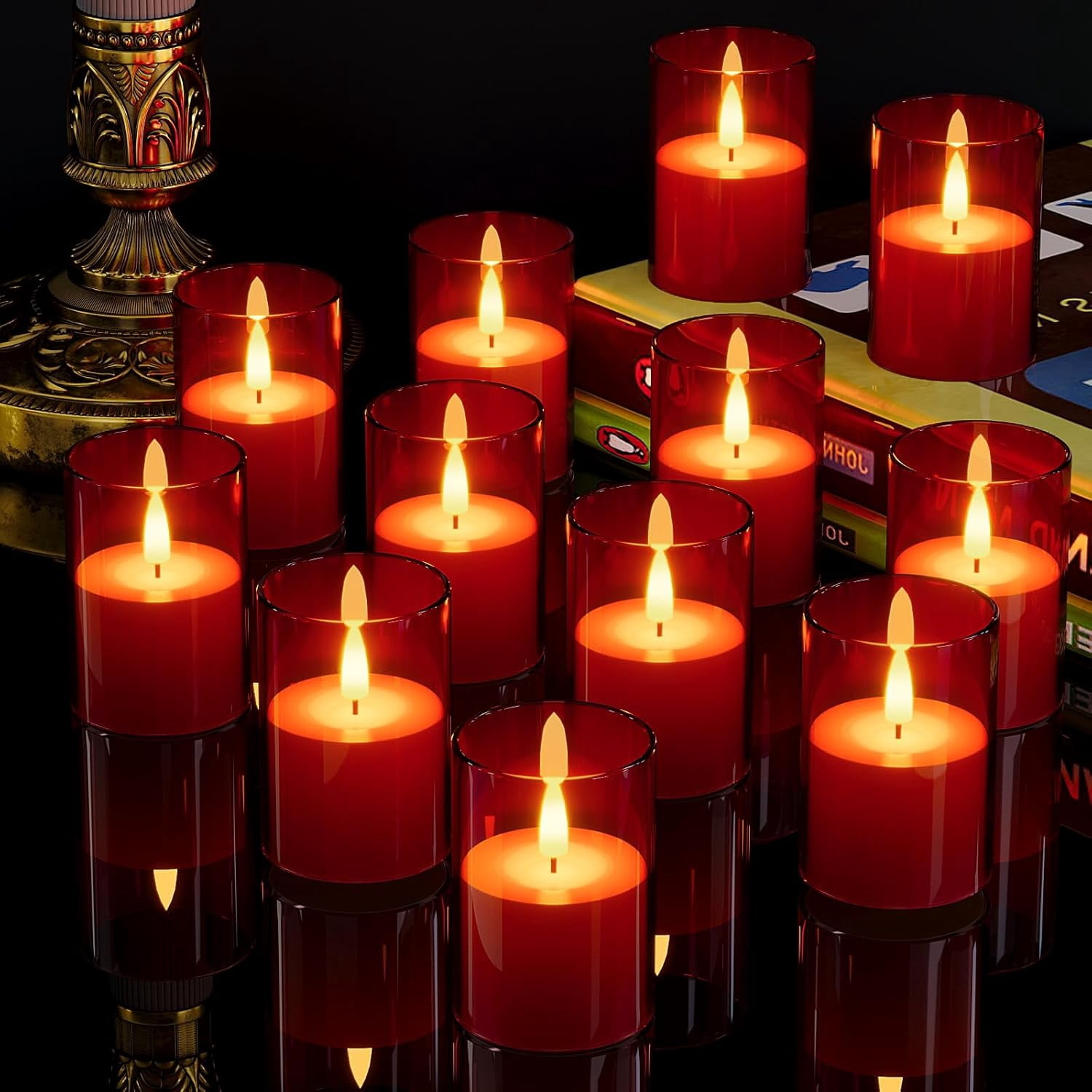 12Pack Flickering Flameless LED Candles with Timer, Battery Powered ...