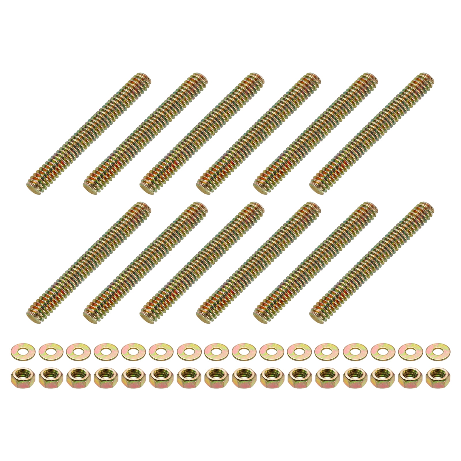12Pack Fully Threaded Rod, 1/4"x2" Zinc-Plated Carbon Steel with Nuts ...