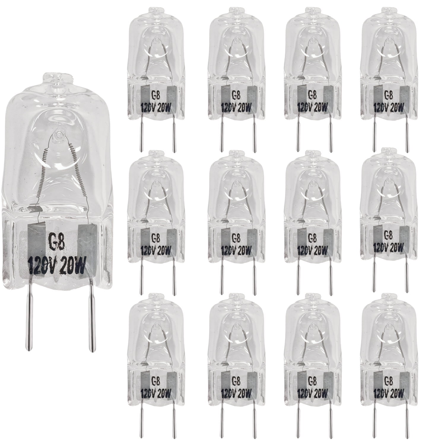 12Pack G8 Halogen Light Bulbs 20Watt 120Volt Halogen Light Bulb G8 Base ...